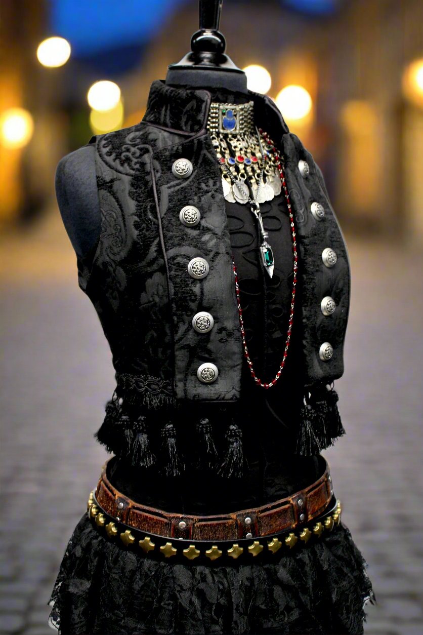 TOREADOR VEST - BLACK TAPESTRY – Shrine of Hollywood