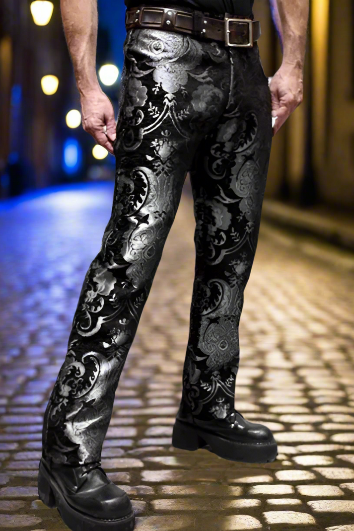 TAPESTRY PANTS - SILVER/BLACK – Shrine of Hollywood