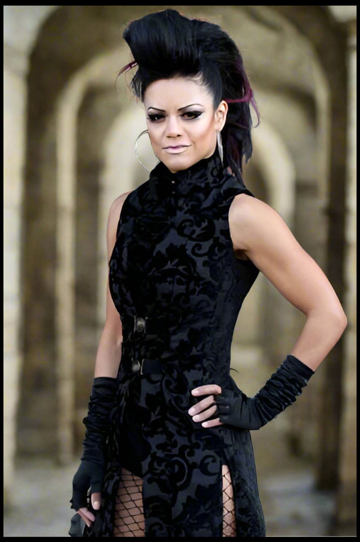 NECROMANTIC COAT/VEST - BLACK PRINT VELVET – Shrine of Hollywood